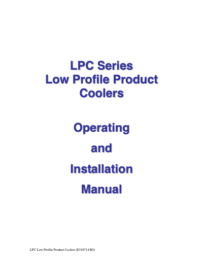 SGS LPC Product Cooler IOM User Manual